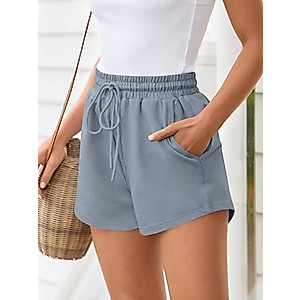 Trendy Queen Womens Sweat Shorts Casual Summer Comfy Lounge Athletic Clothes Elastic Cotton Running Greyblue M