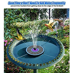 SZMP 3.5W Solar Powered Bird Bath Fountains with Flower 2023 Upgraded Glass Panel, 7 Nozzle & 4 Fixer, Solar Water Fountain Pump for Garden, Pond, Pool (Blue)