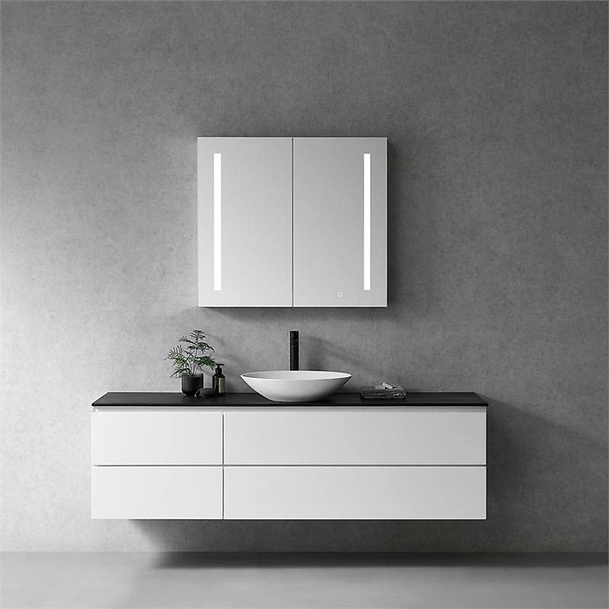 Altair Design Catola 36" Clear Glass Surface-Mount/Recessed LED Mirror Medicine Cabinet