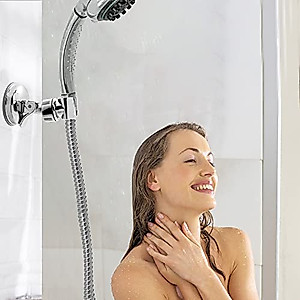 Shower Head Holder Suction Cup Shower Head Holder, Adjustable Height Wall Mount Shower Wand Holder Bracket ABS, Removable Handheld Shower Head Holder Silver (2 Pack)