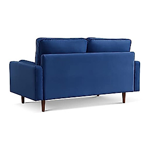 HomePop 3 Seater Velvet Sofa, Modern Couches for Living Room,Small Spaces, Dorm, Apartment, Blue