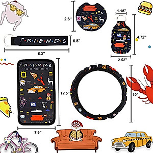 12PCS Friends Car Accessories Set,Friends TV Show Merchandise,Friends Car Seat Cover,Friends Steering Wheel Cover,Universal for Auto Truck Van SUV