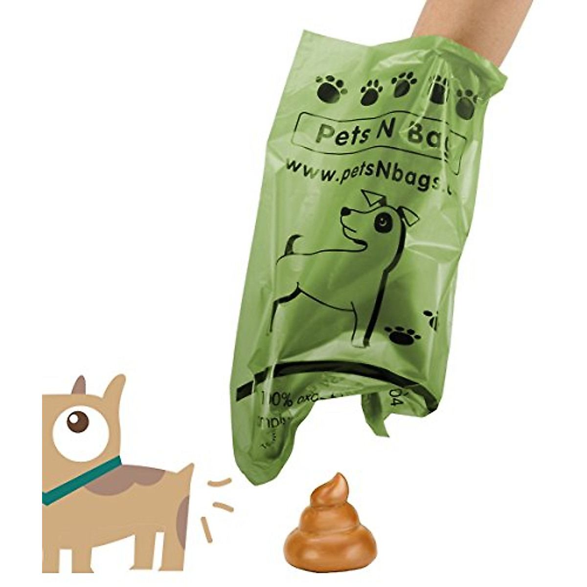Poop Bags, Environment Friendly Pets N Bags Dog Waste Bags, Biodegradable, Refill Rolls, Includes Dispenser (16 Rolls / 240 Count)