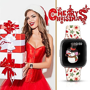 DOO UC Christmas Holiday Watch Bands Compatible with Fitbit Versa 2/Lite/SE, Happy Christmas Silicone Sport Strap Replacement for Men Women