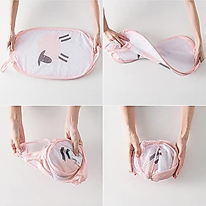 AOKID Mesh Laundry Bags with Handles, Collapsible Laundry Basket Elephant Sheep Pattern Mesh Bag Container for Blouse, Hosiery, Underwear Sheep