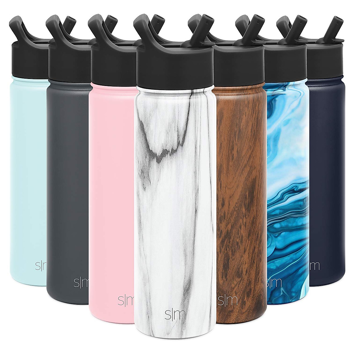 Simple Modern Water Bottle with Straw Lid Vacuum Insulated Stainless Steel Metal Thermos Bottles | Reusable Leak Proof BPA-Free Flask for Gym, Travel, Sports | Summit Collection | 22oz, Carrara Marble