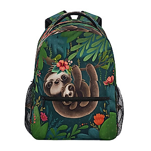 Sloth School Backpack for Girls Boys,Sloth Bookbag Ages 6-13 Book Bag Cartoon Sloth Backpack for Kid