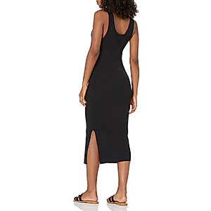 The Drop Women's Yasmin Side Slit Midi Sweater Tank Dress, Black, M