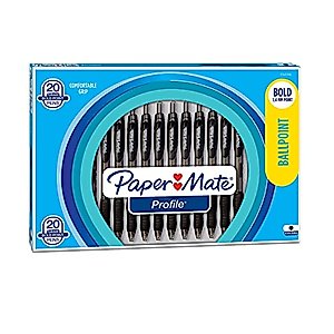 20 Count PaperMate Profile 1.4B Black Pens