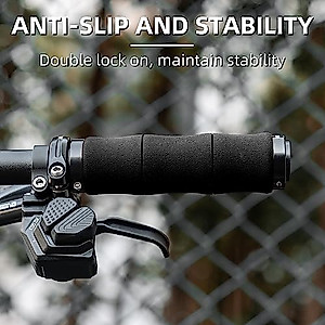 ROCKBROS Bike Grips Shock Absorption Foam Bike Handle Grips Soft Comfortable Non-Slip Double Locked on Mountain Bike Grips for BMX MTB Mountain Beach Cruiser Scooter E-Bike