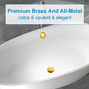 Bathtub Drain Kit Tub Drain Kit - Copper Tip-Toe Bath Tub Drain and Overflow Kit, Universal Bathtub Drain Stopper with Two-Hole Overflow Cover Plate, Brushed Gold