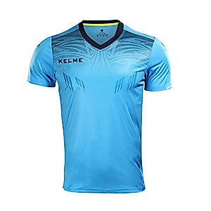 KELME Soccer Goalkeeper Jersey Short Sleeve Uniform Kit - Mens Padded Football Goalie Shirt Shorts Socks Unisex Adult Sizes (Blue, X-Large)