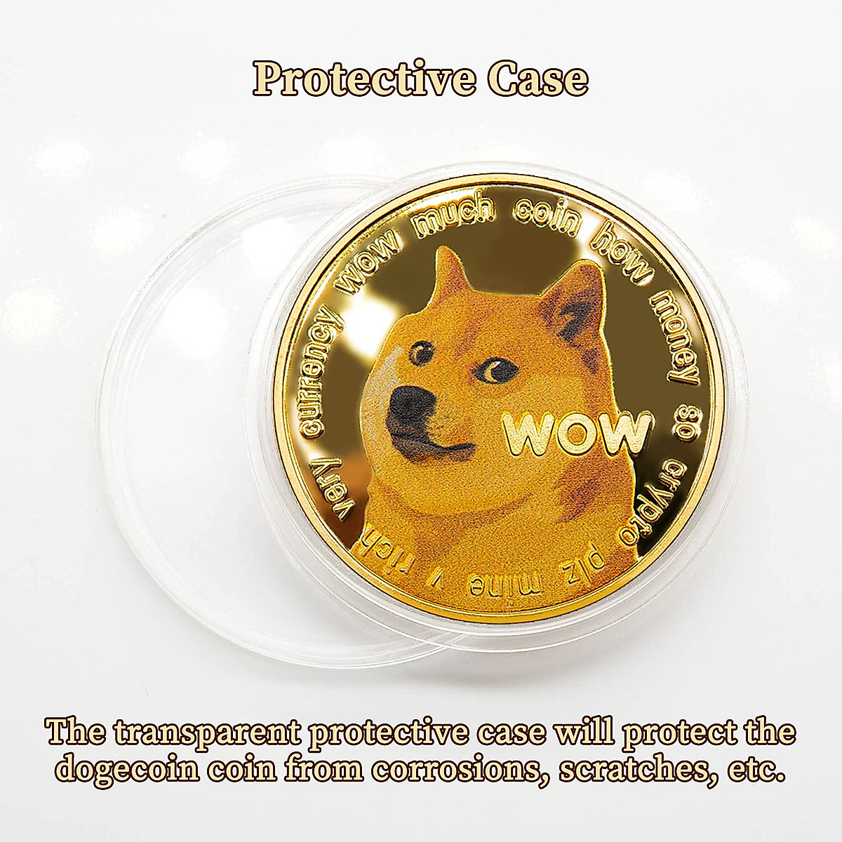 KANGHE 2pcs Dogecoin Coin Collection, Doggie Virtual Coin, Shiba Inu Coin Gold-Plated and Silver-Plated Commemorative Ccoin
