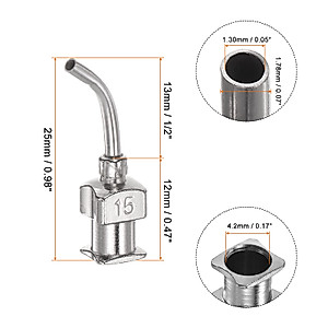 HARFINGTON 12pcs Dispensing Needles, 15 Gauge 1/2" Stainless Steel Blunt Tip 45 Degrees Bent Dispensing Needles with Luer Lock Connector for Ink Cartridges,Glue,Syringes,Woodworking