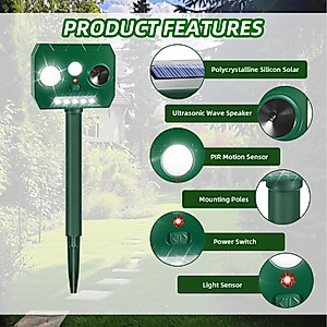 2 Pack Ultrasonic Motion Sensor Alarm for Yard Lawn with Motion Sensor and Flashing Lights, Ultrasonic Motion Sensor Alarm Outdoor for Yard Solar Powered Motion Sensor Alarm for Garden Yard Lawn