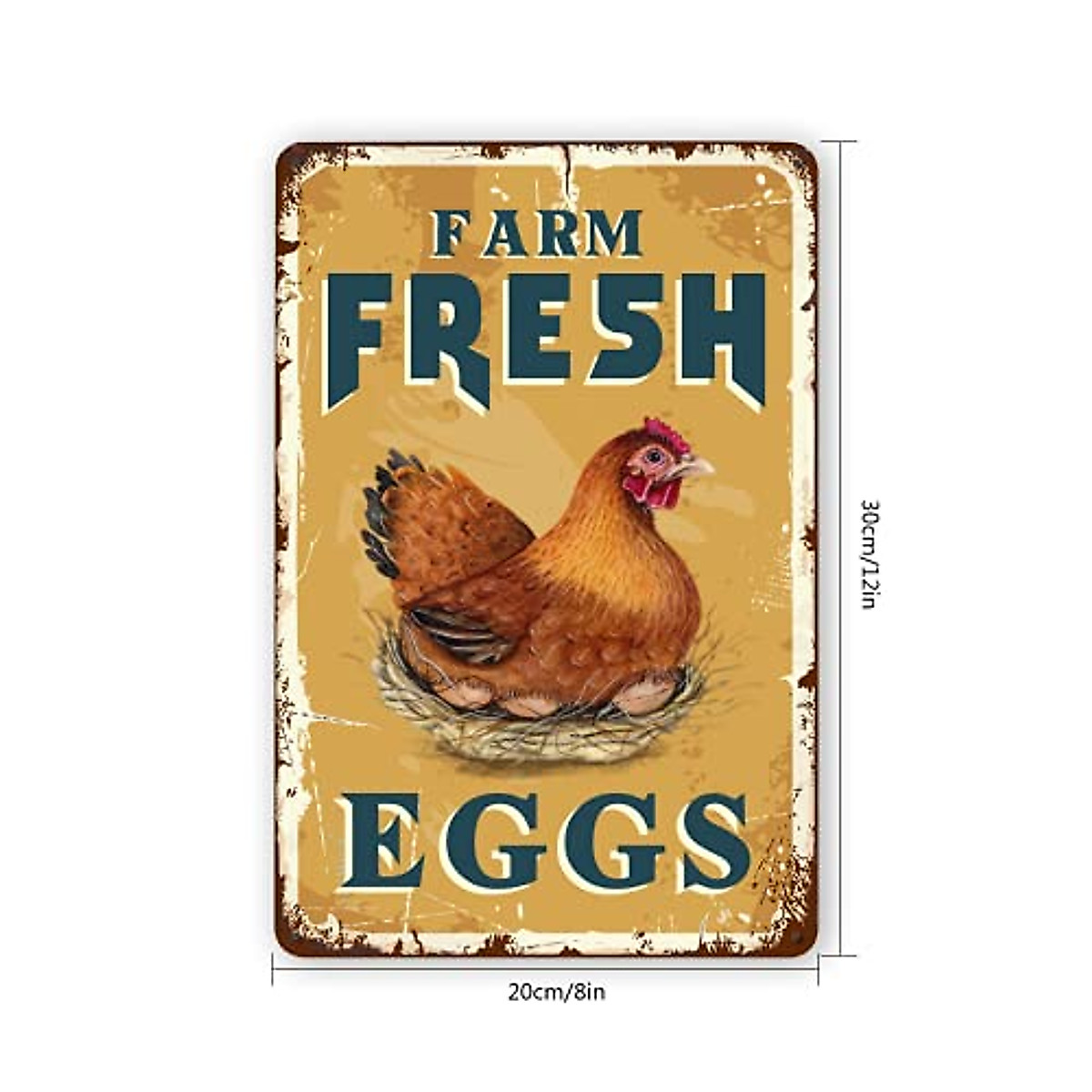 Harooni Farm Fresh Eggs Tin Signs，Bar Restaurant Kitchen Country Home Decor Farm Decorative Signs - 12X16Inch