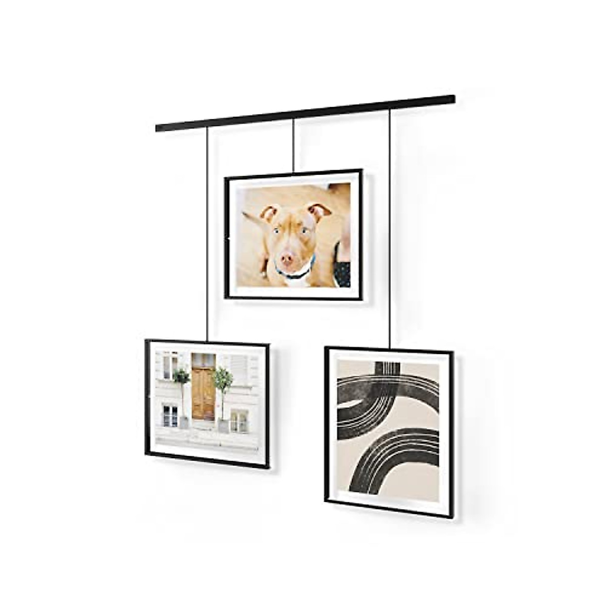 Umbra Exhibit Picture Frame Gallery Set, Adjustable Wall Collage Displays Three 8x10" Photos, Set of 3 Large, Black