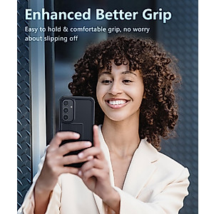 FNTCASE for Samsung Galaxy S23-FE Case: Military Grade Drop & Shock Protection Cell Phone Cover with Kickstand | Heavy Duty Rugged Phonecase Protective Bumper Textured(Black)