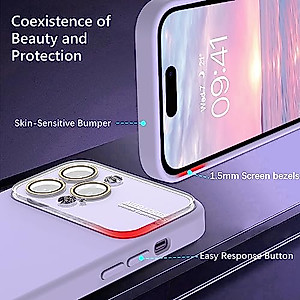 GUAGUA for iPhone 14 Pro Max Case, Silicone Phone Case for iPhone 14 Pro Max, [Full Camera Len Protector] Scratch Resistant Shockproof Protective Phone Case for iPhone 14 Pro Max 6.7'', Lilac Purple