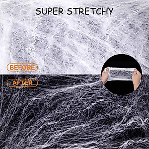 Pcavin 1000 sqft Spider Webs Halloween Decorations with 60 Fake Spiders, Super Stretch Cobwebs for Halloween Decor Indoor and Outdoor, Party Supplies & Bar Haunted House