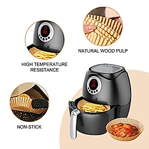 ORIGLE Air Fryer Liners 100Pcs Air Fryer Disposable Paper Liner, 6.3Inch Non-stick Parchment Paper, Oil Resistant, Waterproof, Food Grade Oven Liner for 2-5 QT Air Fryer, Steamer, Microwave oven