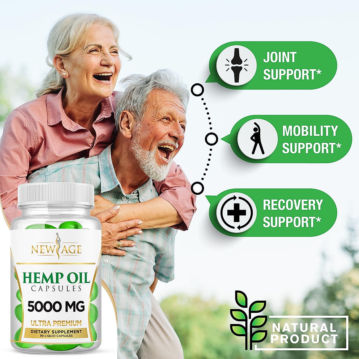 Hemp Oil Capsules Pills - 2 Pack - 5000 Hemp Oil Capsules - Made in The USA - Maximum Value - Rich in Omega 3,6,& 9