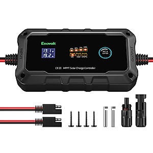 10A MPPT Solar Charge Controller 12V, Enovolt Portable Solar Panel Regulator with Solar Connector, Intelligent Digital LCD Display for Lead-Acid Batteries, Lithium, Foldable Solar Panel (ELF10)