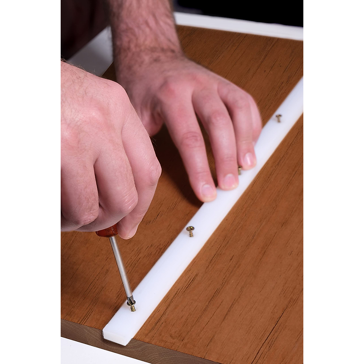 Hatsbi UHMW Crosscut Sled For Table Saw Sled Miter Bars 3/4" X 3/8" X 36" -Predrilled holes and 20 screws included For Jigs Fixtures or Miter Slots (size 3/4"x3/8") 2 UHMW Bars