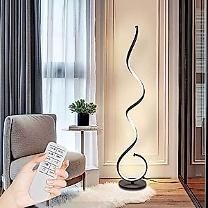 LMiSQ LED Floor Lamp with Remote Control and Foot Switch 53in Modern Floor Lamps for Living Room Bright 48W Dimmable 3 Color Black Standing Lamp with 1H Timer Corner Floor Lamp for Office Bedroom