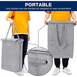 CHUBARIY Ultra-Thin Laundry Hamper with Lid, Tall Thin Waterproof Lined Narrow Dirty Clothes Hamper with Handle, Suitable for Bathroom, Bedroom, Dormitory to Organize and Store Clothes, Grey