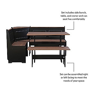 Linon Black and Pecan Breakfast Dining Set Ardmore Nook