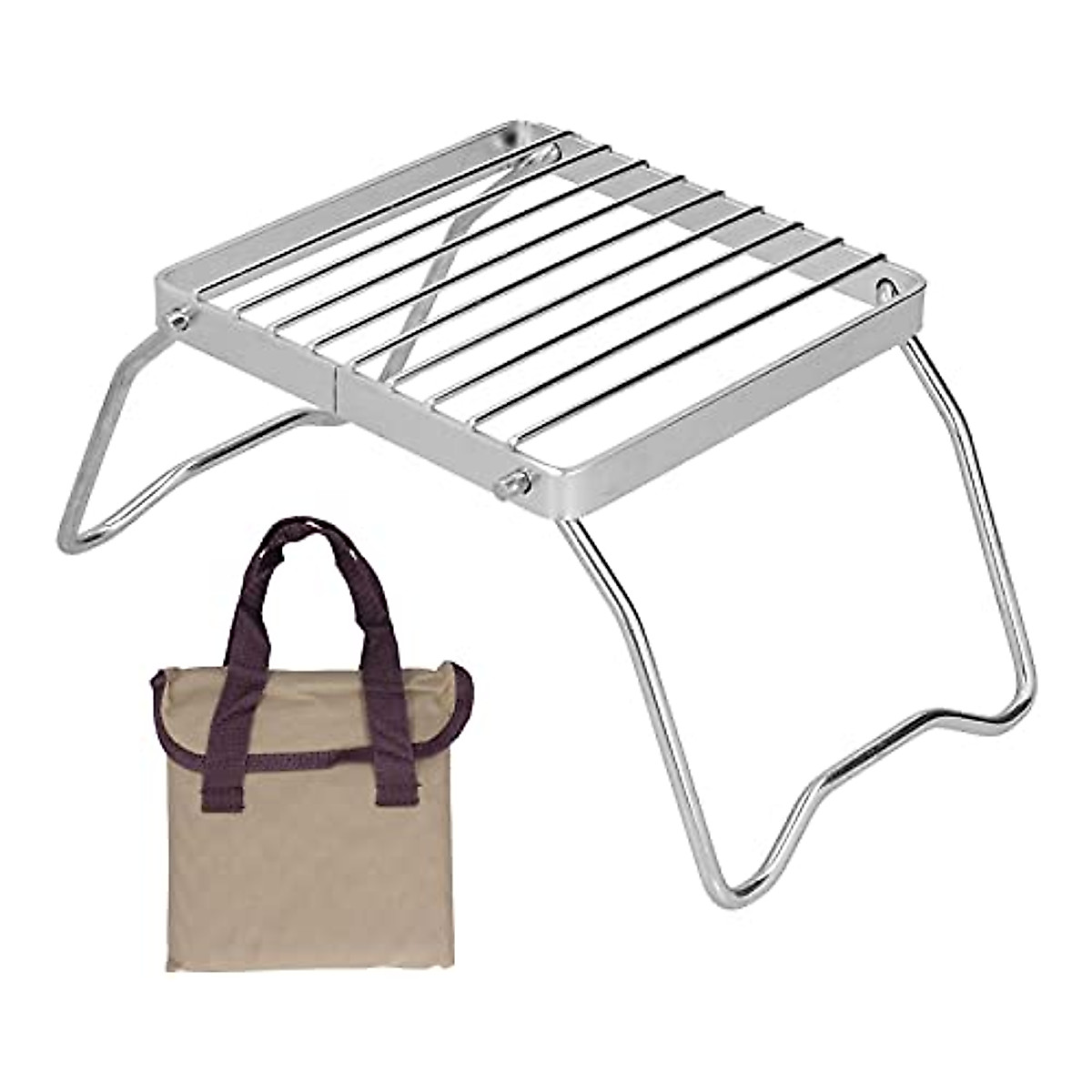 Burner Stand, Portable Stainless Steel Burner Bracket, 6.3inch Foldable Outdoor Gas Stove Pot Rack, Heat Resistance Burner Stove Stand with Storage Bag for Cooking Party Camping Barbecue, Burner