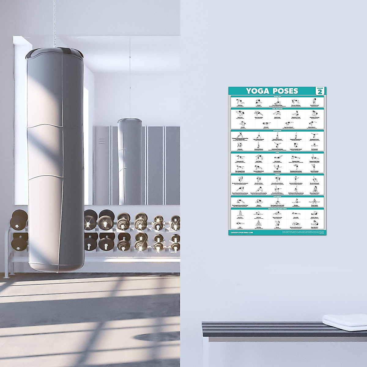 QuickFit 2 Pack - Yoga Poses Poster Set - Beginner Yoga Position Charts - Volume 1 & 2 (LAMINATED, 18" x 24")