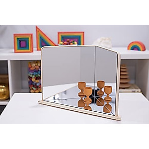 TickiT Wooden 4-Way Mirror - Explore Reflection, Symmetry and Patterns - for All Ages - Add Reflection to Any Sensory Activity Station