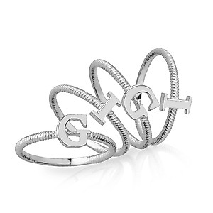 Modern Contemporary Rings Women's 925 Sterling Silver A Initial Stackable Rope Design Ring (Size 8)