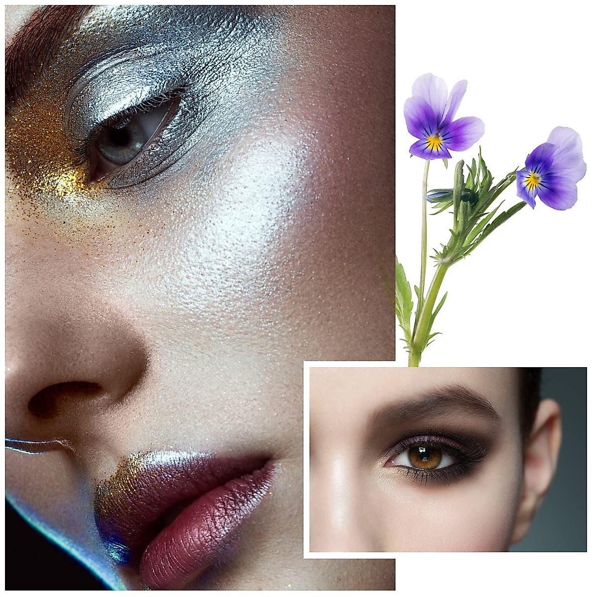 Black Smokey Eyeshadow Palette,9 Colors Glitter Black Silver Grey Brown Eyeshadow Palette,Long Lasting Waterproof Cool Toned Matte Eye Shadow Plattet with Eyeshadow Brush for Girls and Women （Set A）