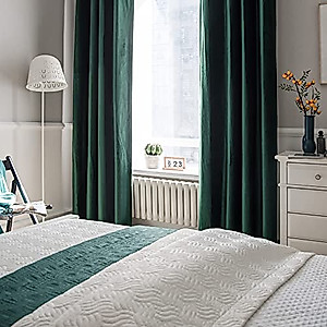 Melodieux 100% Blackout Velvet Curtains for Bedroom Living Room - Super Soft - Thermal Insulated Drapes with Black Liner, 52 by 84 Inch, Green (2 Panels)