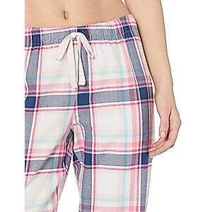 Amazon Essentials Women's Flannel Pajama Sleep Pant, Pink White Large Plaid, Medium