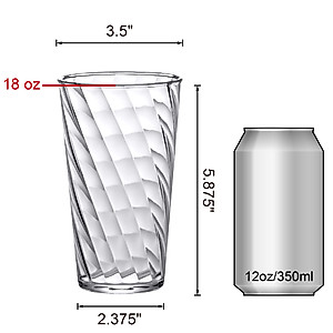 Amazing Abby - Glacier - 18-Ounce Plastic Tumblers (Set of 8), Plastic Drinking Glasses, All-Clear Reusable Plastic Cups, Stackable, BPA-Free, Shatter-Proof, Dishwasher-Safe