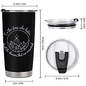 Velaris City Of Starlight Tumbler Acotar The Night Court Bookish 20 Oz Stainless Steel Insulated Tumblers with Lid And Straw Bookish Acotar Travel Coffee Mug Gifts