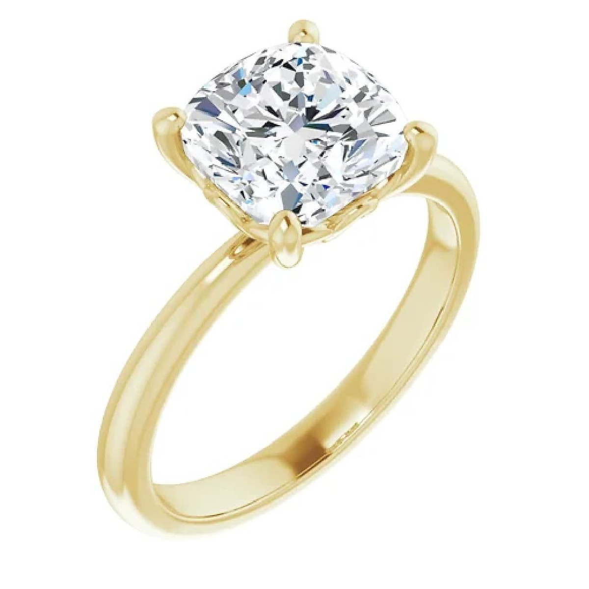 3 CT Cushion Cut Engagement Ring Solitaire Engagement Ring Handmade Gifts Moissanite Classic 10K 14K 18K Solid Yellow Gold