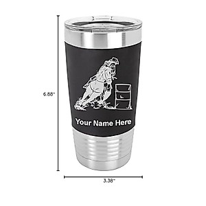 LaserGram 20oz Vacuum Insulated Tumbler Mug, Barrel Racer, Personalized Engraving Included (Silicone Grip, Black)