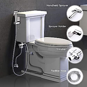 ifgswopq Handheld Toilet Bidet Sprayer Set Anal Vagina Flushing Hygienic Shower Spray Gun Stainless Steel Hand Faucet (Size : Bidet Sprayer Set 1) (One Color Bidet Sprayer Set 1)