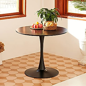 VONLUCE Round Dining Table, 36 Inch Tulip Table with MDF Top and Steel Base, Small Pedestal Table for Dining Room Kitchen Living Room More, Modern Bistro Table Kitchen Table with 220lb Capacity, Black