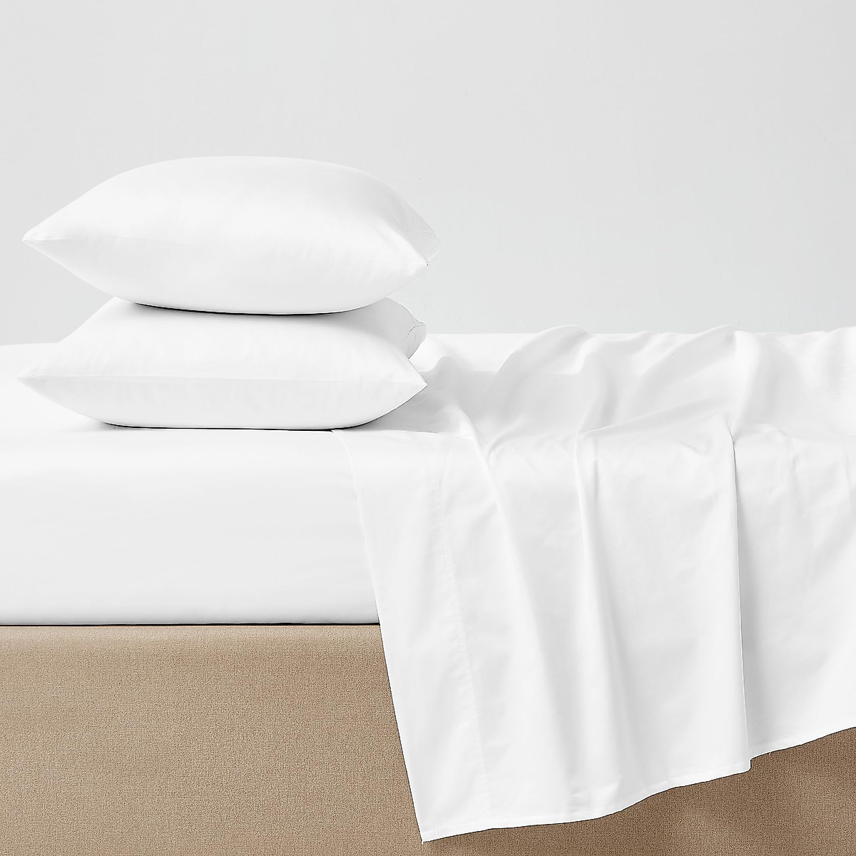 AIREOLUX 100% Cotton Snow Bed Sheet Set Full Size, 600 Thread Count Sheets - Wrinkle-Resistant Ultra-Soft & Silky Sateen Sheets (1 Flat, 1 Fitted Sheet & 2 Pillowcases) with Deep Pocket Sheets