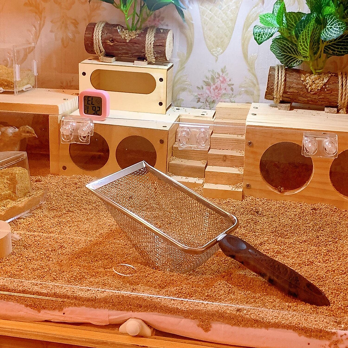 FIRSAL Cat Litter Scoop Stainless Steel Mesh Scooper Long Handle Deep Shovel Non-Stick Coated Metal Litter Scoop for Litter Box Kitten Pooper Lifter (Hole:3.8mm/Regular Cat Litter Scoop)