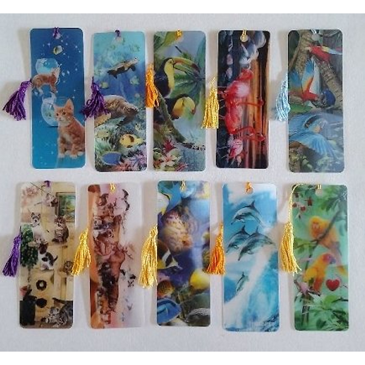 3 D Realistic Lenticular Bookmarks with Tassel Assorted 10 Pack