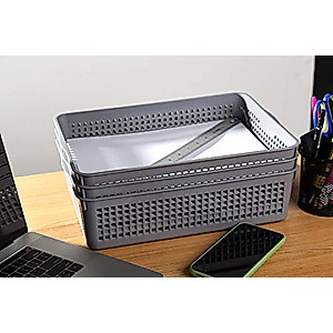 Eslite Plastic Organizing Baskets/Storage Tray Baskets,6-Pack,Gray