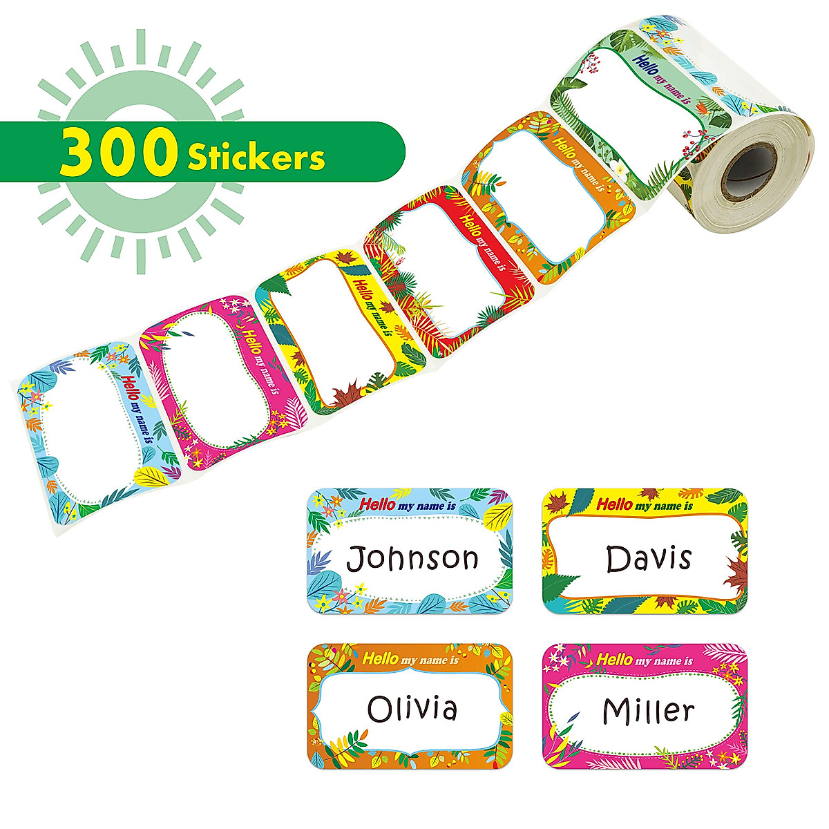 300 Pcs Name Tag Label Sticker in 6 Designs with Perforated Line for School Office Home (3.5"x2.2" Each) …