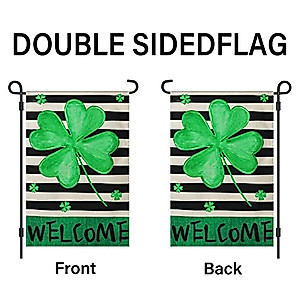 St Patricks Day Garden Flag, St Patricks Day Flag Double Sided Lucky Clover Garden Flag Shamrock St Patricks Day Yard Flag, Holiday Yard Outdoor Flag 12×18 Inch